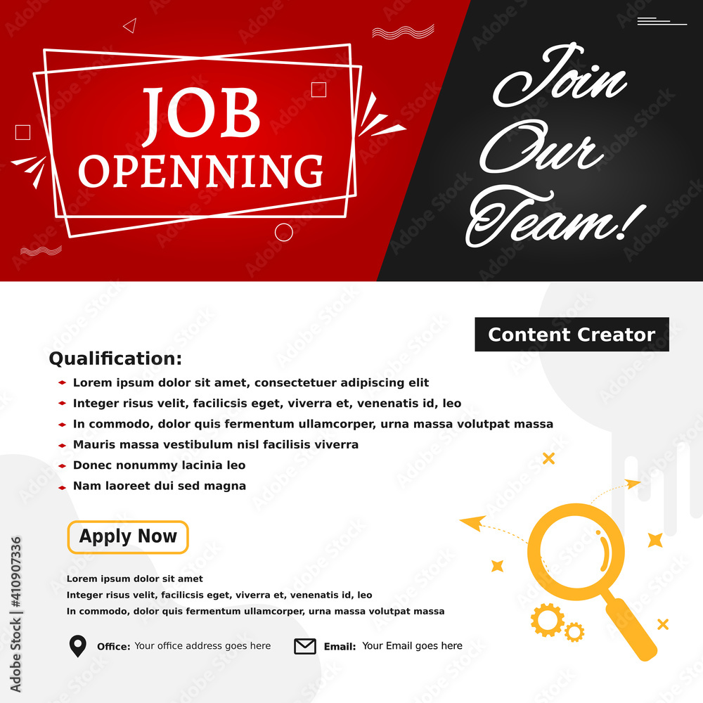 Job opening content creator design for companies. Square social media ...