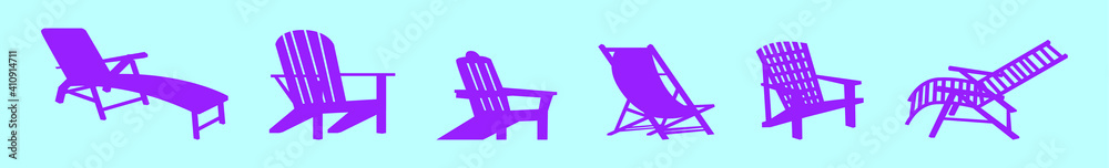 set of lawn chair cartoon icon design template with various models ...