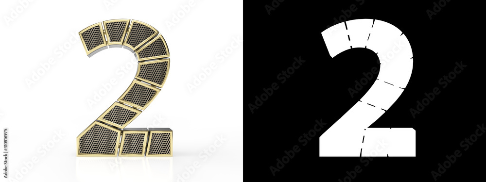 Number two (number 2) with perforated gold segments Stock Illustration ...
