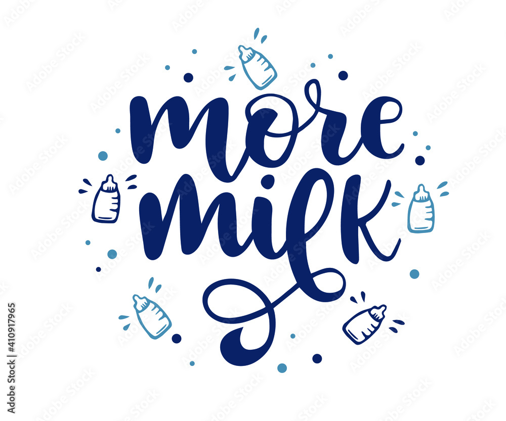 More milk text. Hand drawn lettering background. Modern brush ...