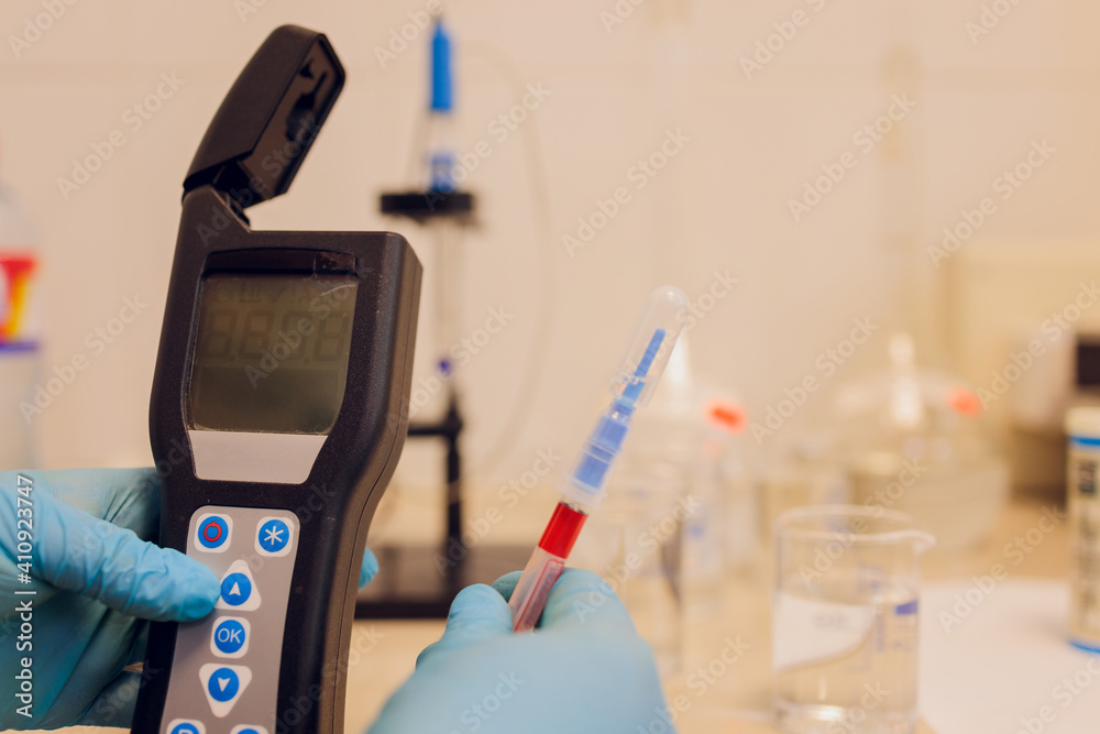 Electrode ph meter and pH meter for laboratory measurements. Water and ...