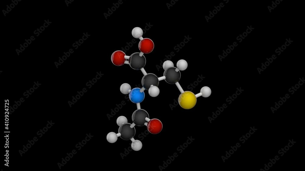 Molecular structure of Acetylcysteine(also known as N-acetylcysteine or ...