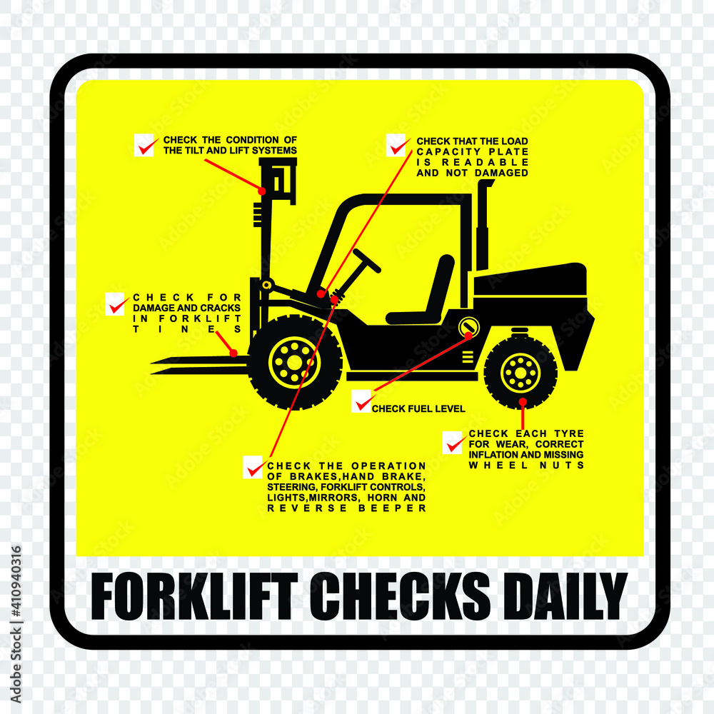 Forklift checks daily, sign and label vector Stock Vector | Adobe Stock