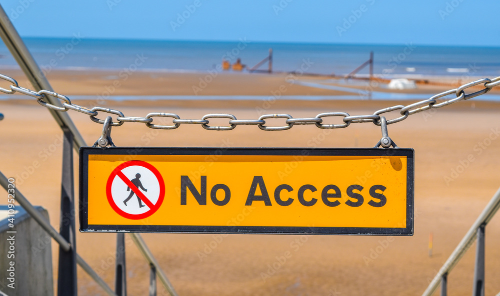 No Access lebel on Blackpool and cleveleys Seafront flood defence wall ...