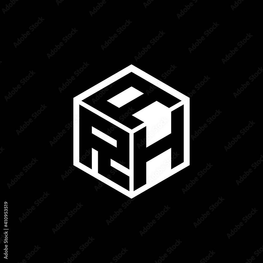 RHA letter logo design with black background in illustrator, cube logo ...