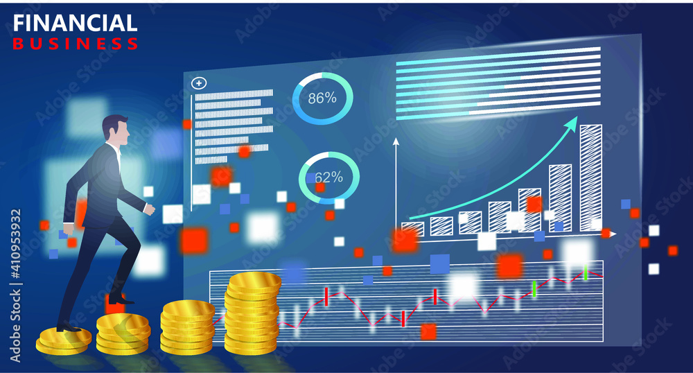Business data analysis set, 3D infographics, landing page templates ...