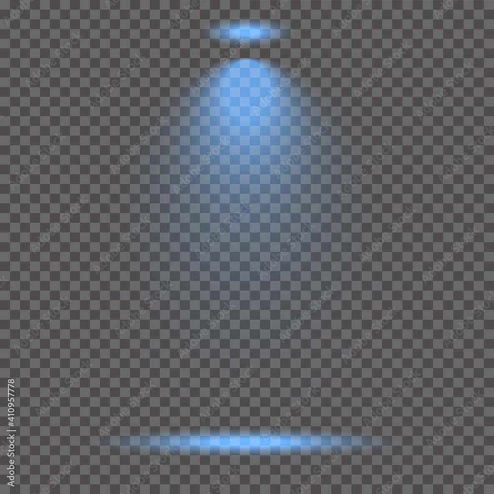 Stage blue lighting, transparent effects on a checkered dark background ...