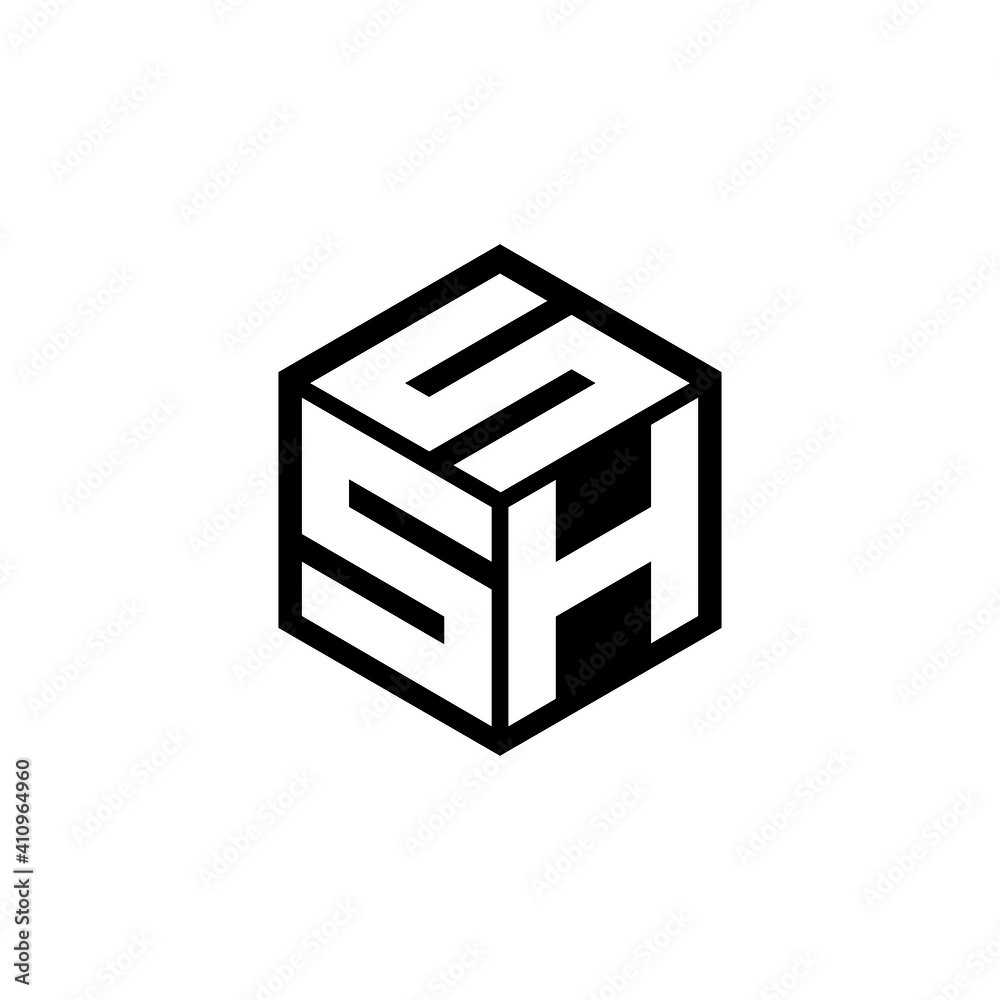 SHS letter logo design with white background in illustrator, cube logo ...