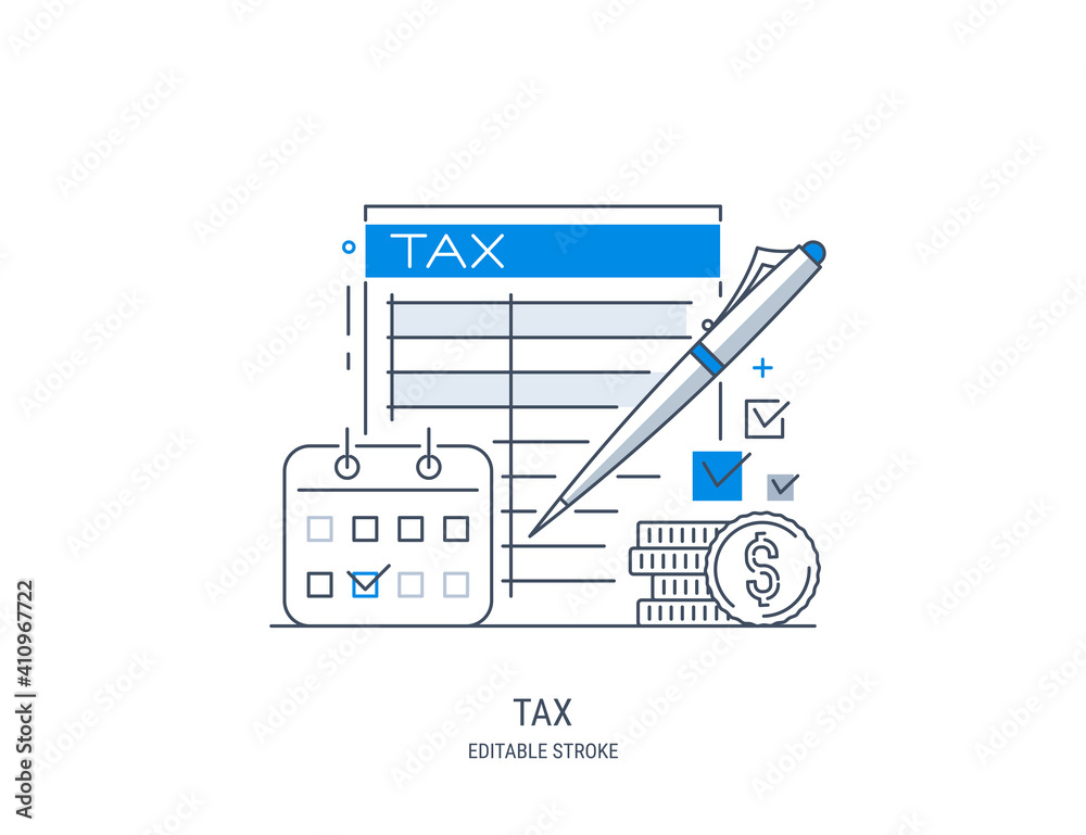 Tax payment concept. State taxation, tax return calculation. Tax form ...