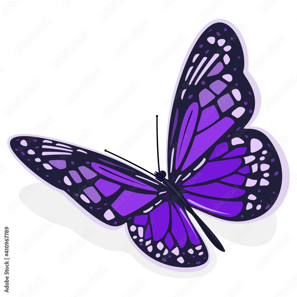 Dark purple butterfly. Vector illustration on a white background. Stock ...