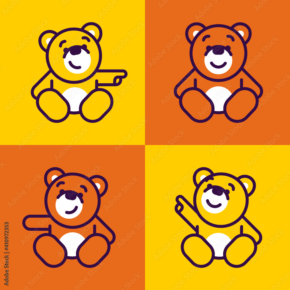 Vector set of bear icon. Flat design illustrations for website, posters ...