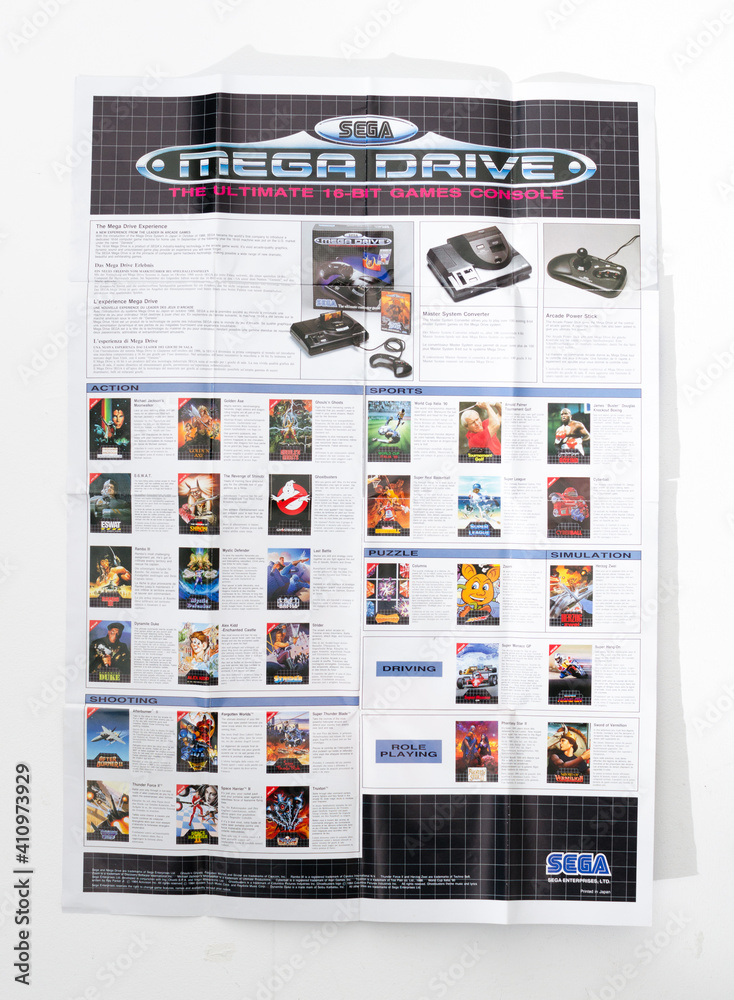 london, uk, 05.05.2020 Vintage Original Sonic The Hedgehog Poster Sega ...