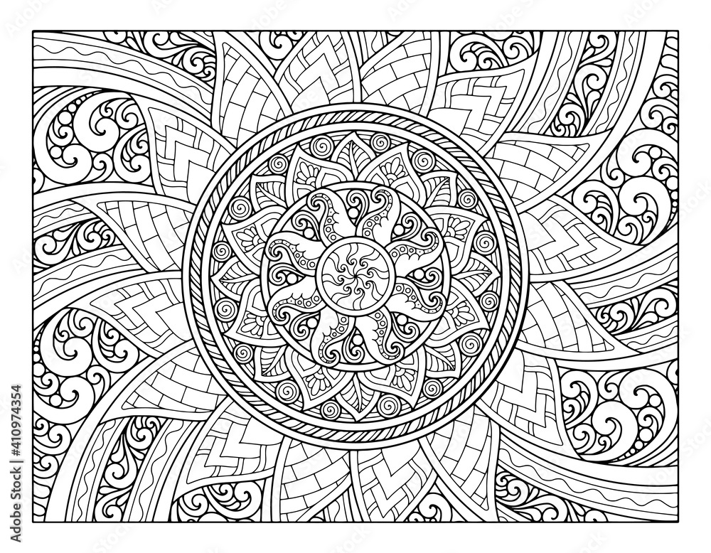 coloring full page mandala design. adult coloring page Stock Vector ...