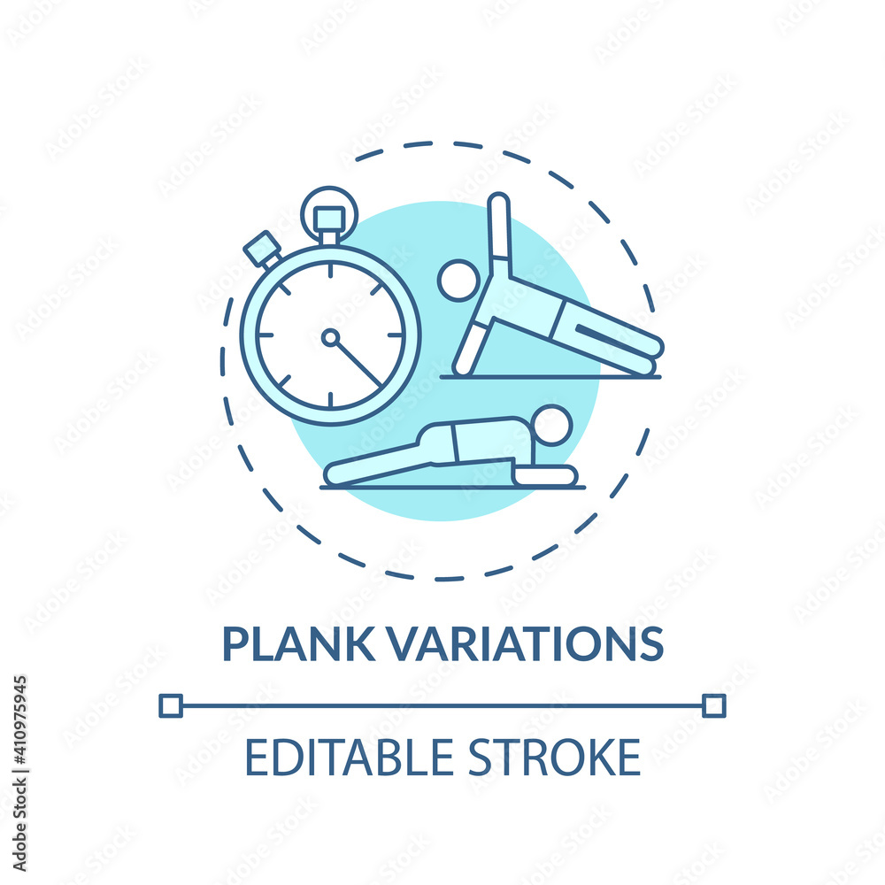 Plank variations concept icon. At-home workout session idea thin line ...
