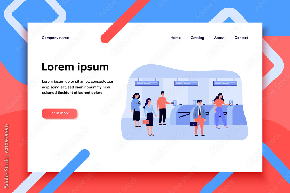 People going through turnstile entrance isolated flat vector ...