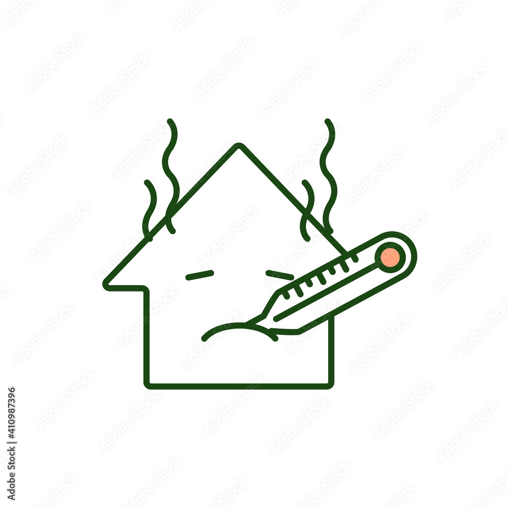 Sick building syndrome RGB color icon. Chemical radiation, dangerous ...