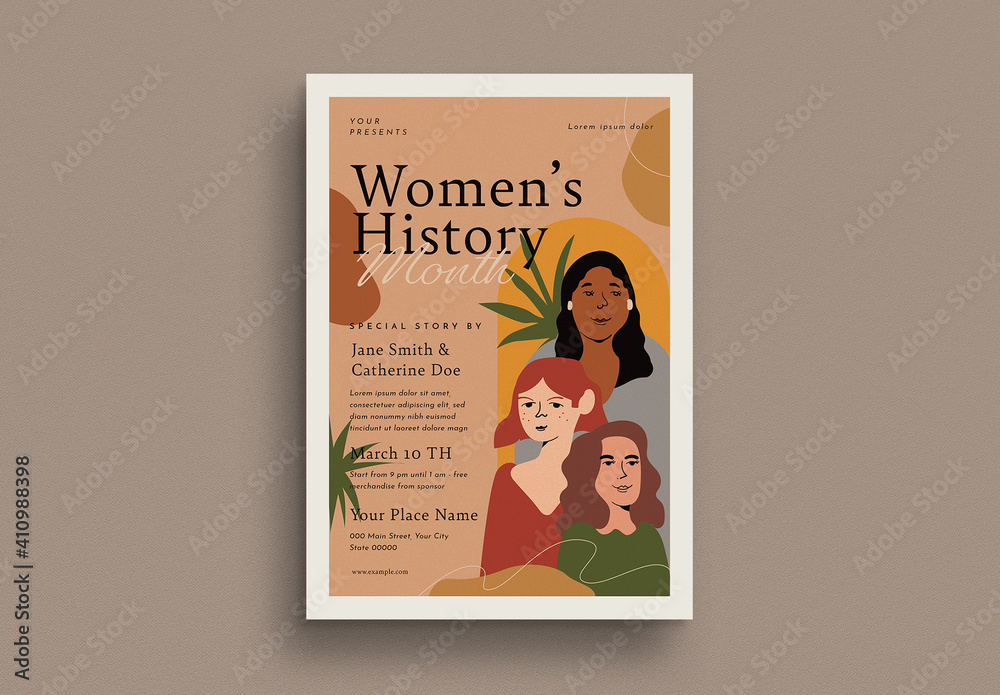 Women's History Month Flyer Layout Stock Template | Adobe Stock