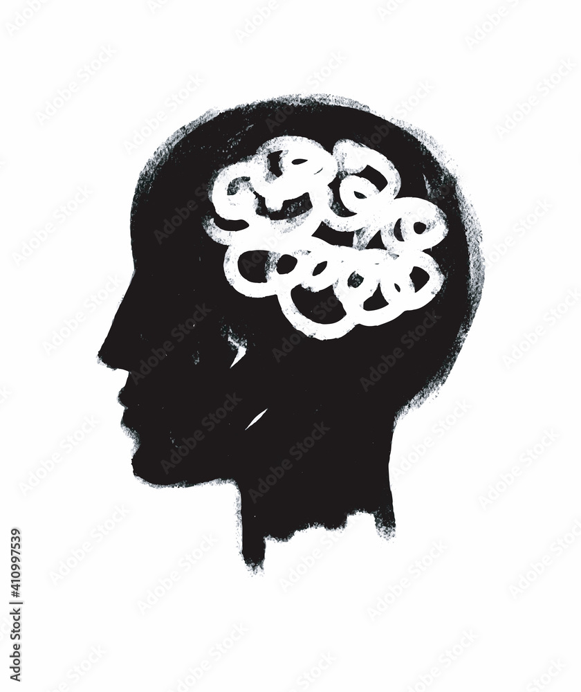 Funny Abstract Overthinking Man Vector Illustration. Simple Vector ...