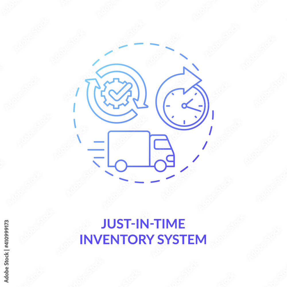 Just-in-time inventory system concept icon. M2M communication idea thin ...