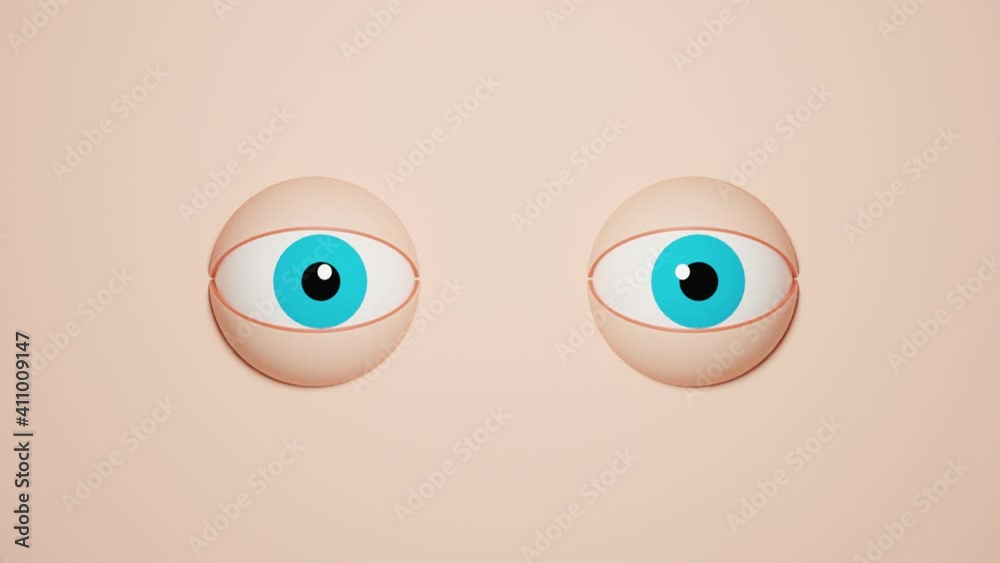 3d blinking cartoon blue eyes. Looped animation Stock Video | Adobe Stock