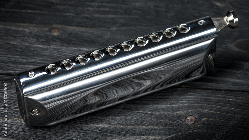 Harmonica Musical instrument. French harp, blues harp, mouth organ. Is ...