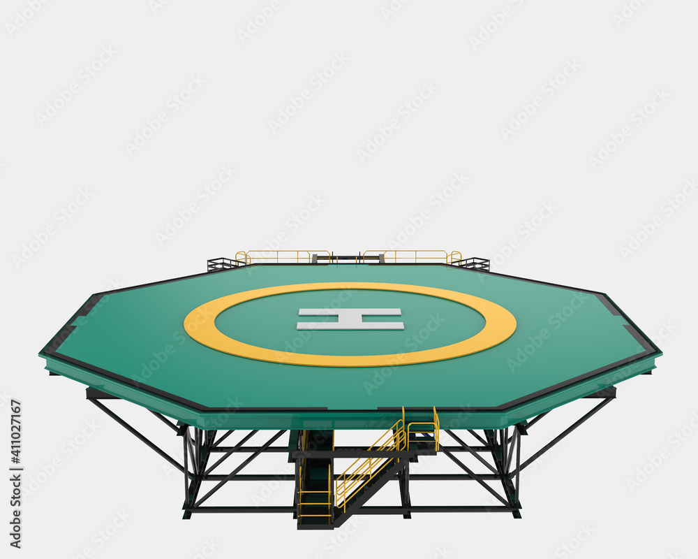 Helipad isolated on white background. 3d rendering - illustration Stock ...