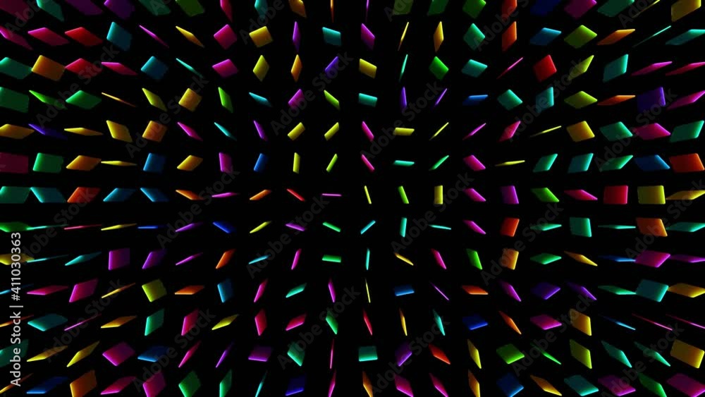 3d abstract simple geometric background with multicolor rectangles on plane in 4k. Smooth looped ...