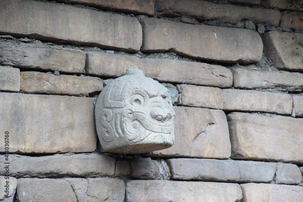 Head clava in the ruins of Chavin Huantar Peru Stock Photo | Adobe Stock