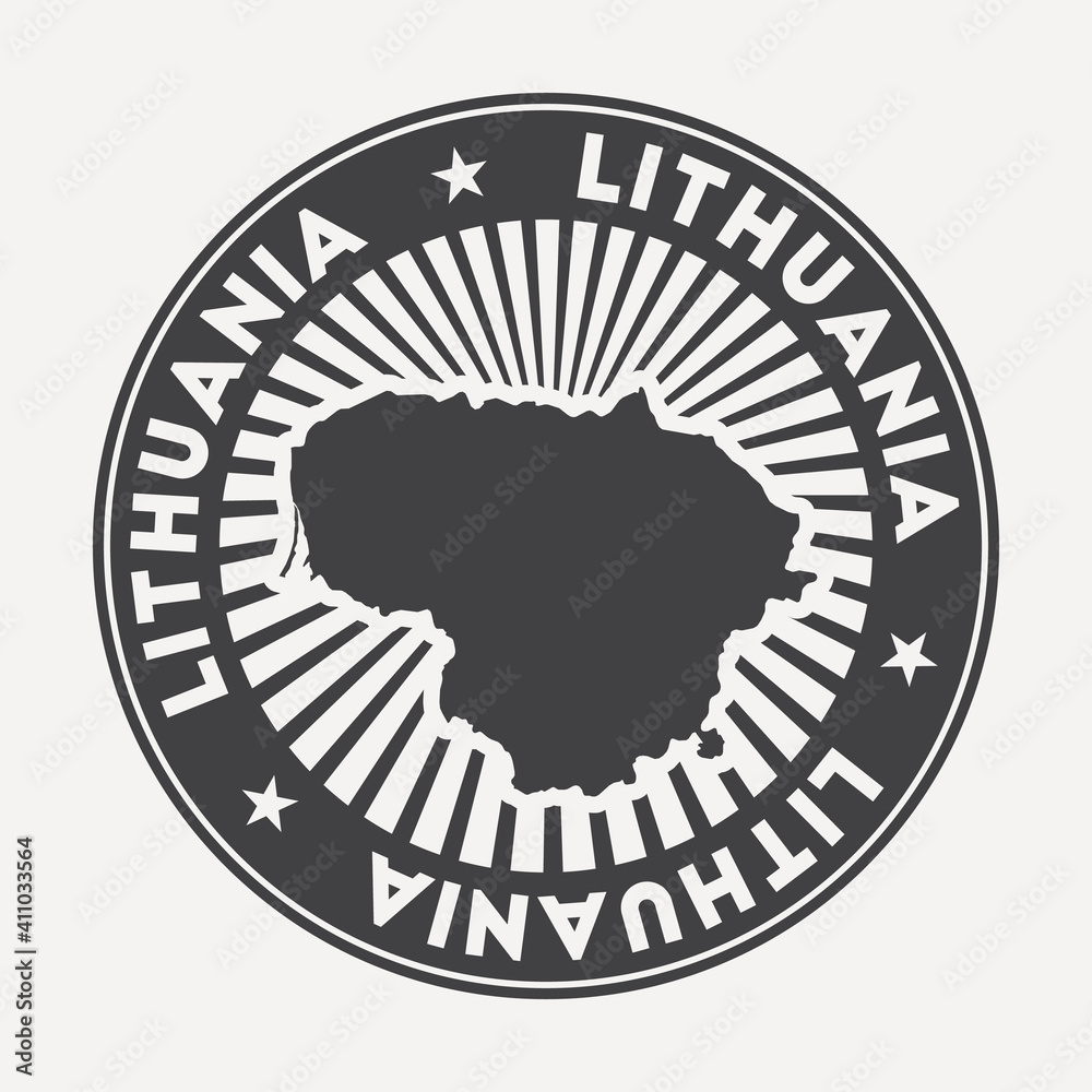 Lithuania round logo. Vintage travel badge with the circular name and ...
