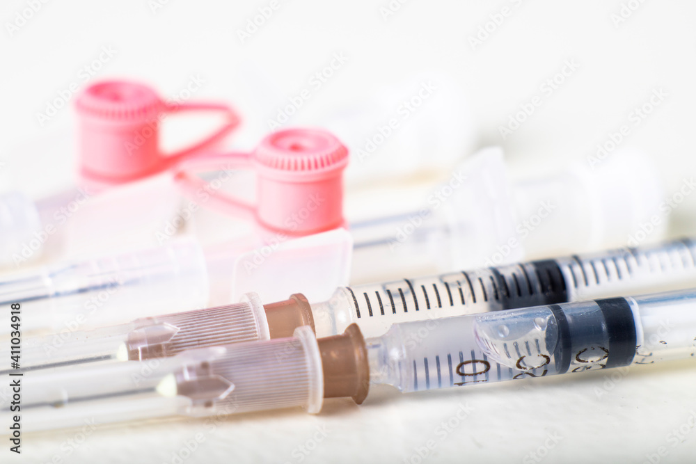 Medical syringes and cannula. Hospital treatment accessories. Stock ...