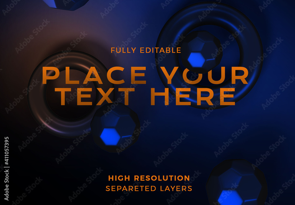 Metallic Gradient Blue Composition of Geometric Shapes Mockup Stock ...