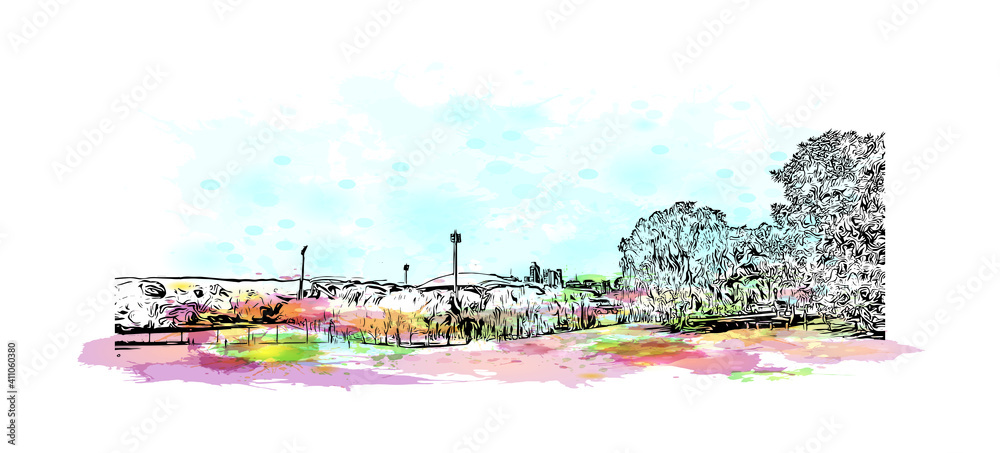 Building view with landmark of Adelaide is the capital city of South ...