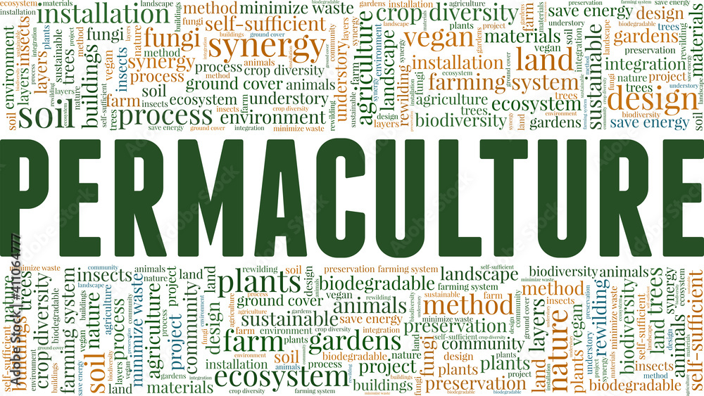 Permaculture vector illustration word cloud isolated on a white ...