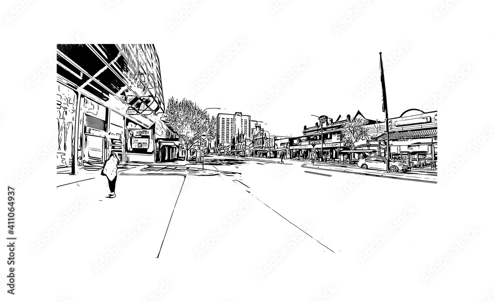 Building view with landmark of Adelaide is the capital city of South ...