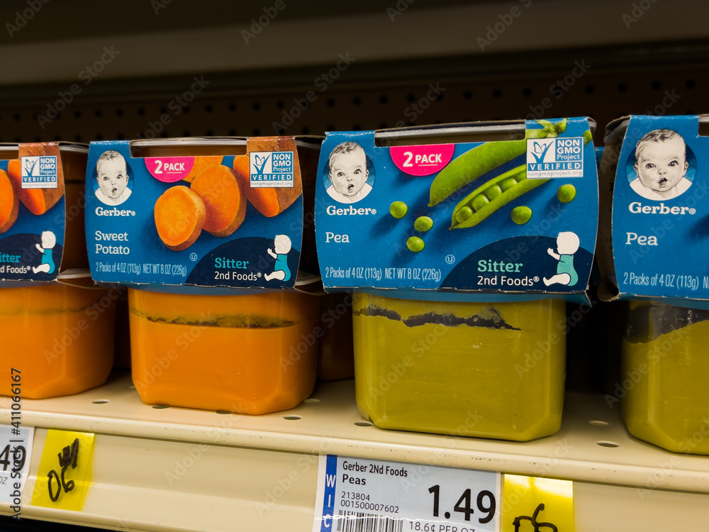 NORTH PORT FLORIDA - FEBRUARY 5, 2021 : Gerber brand baby food on ...