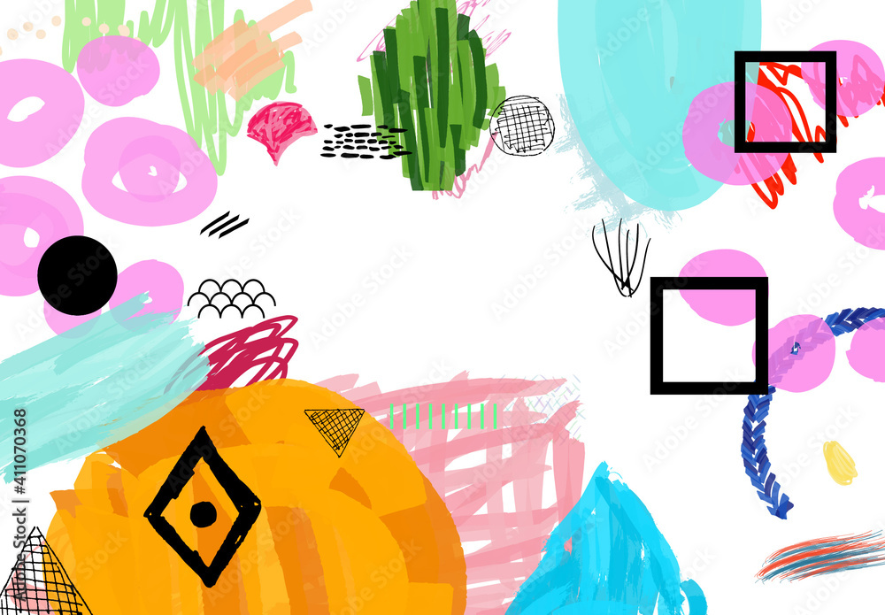 Set of Artistic Hand Drawn Scribbles with Marker and Ink Stock Template ...