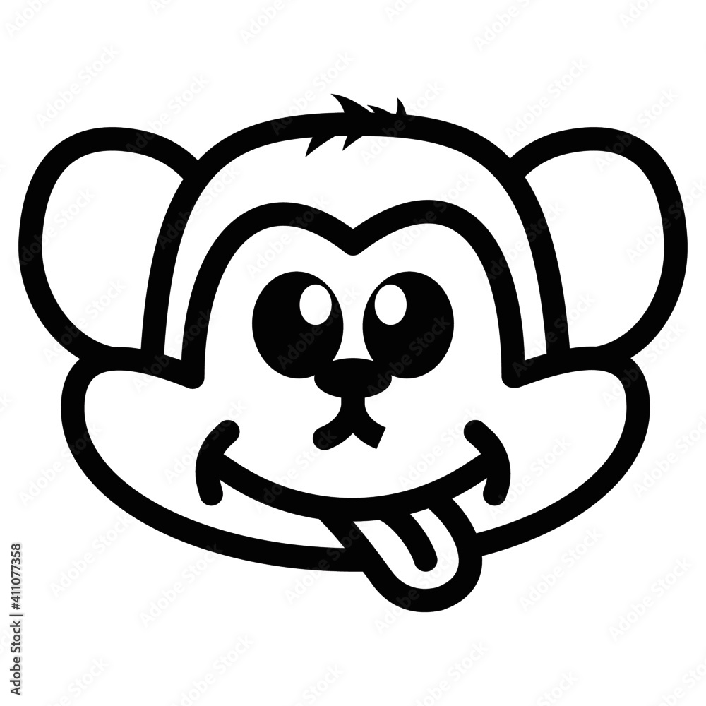 line icons set symbols and types of monkey animal face emoticon vector ...