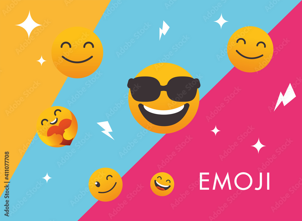 Happy emojis faces collection vector design Stock Vector | Adobe Stock