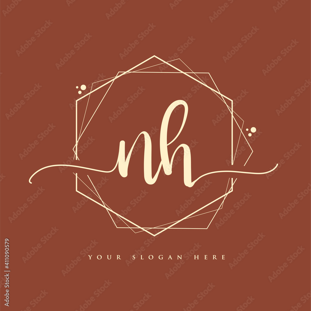 NH Initial handwriting logo. Hand lettering Initials logo branding ...