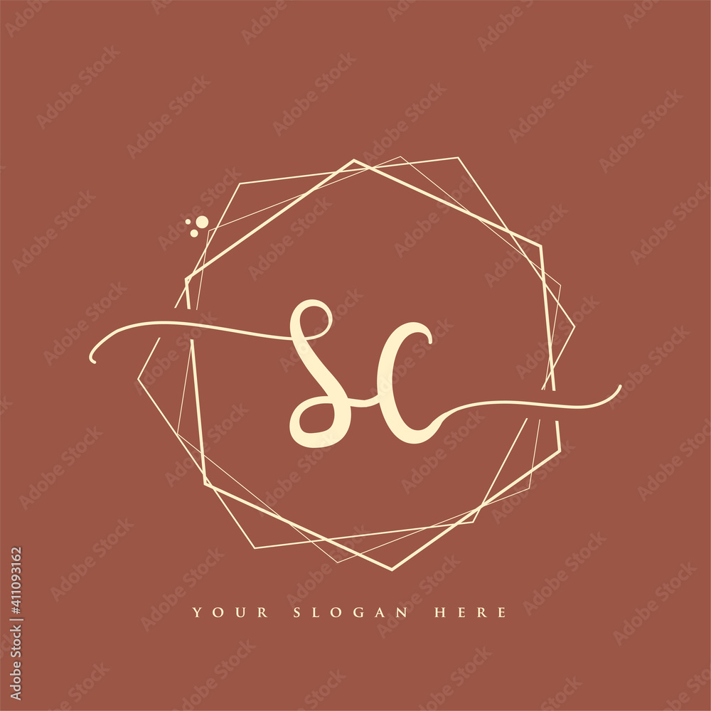 SC Initial handwriting logo. Hand lettering Initials logo branding ...