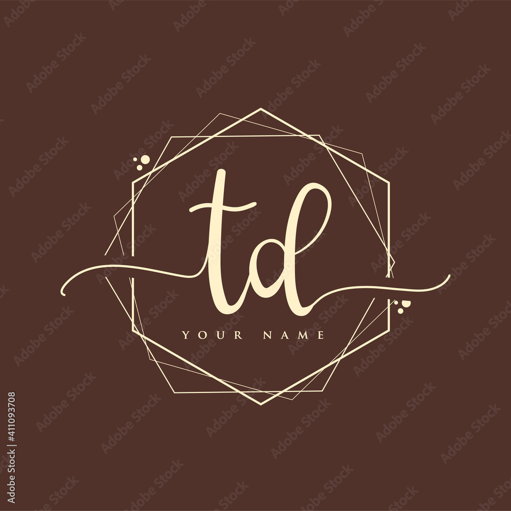 TD Initial handwriting logo. Hand lettering Initials logo branding ...