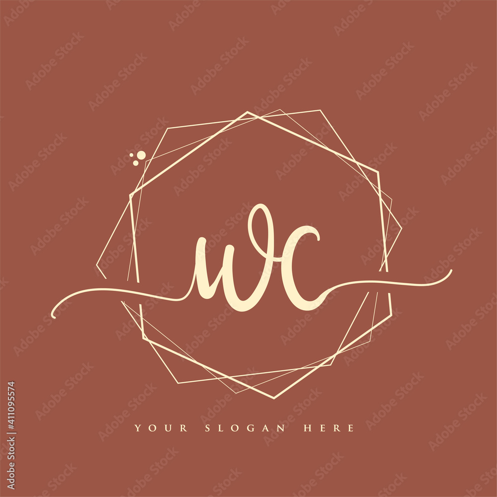 WC Initial handwriting logo. Hand lettering Initials logo branding ...