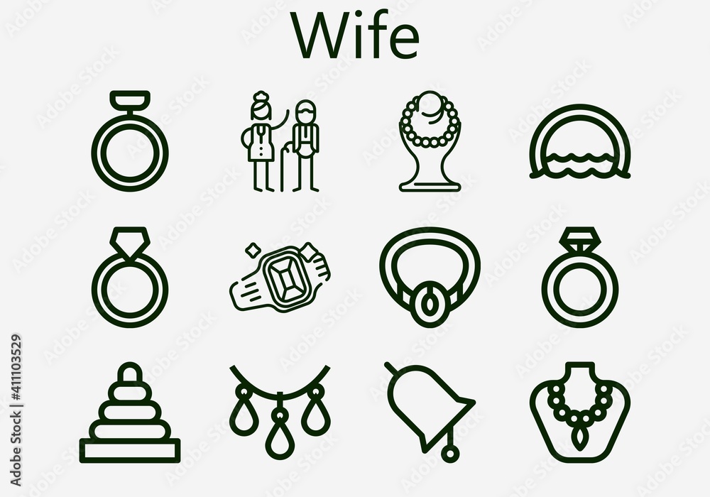 Premium set of wife [S] icons. Simple wife icon pack. Stroke vector ...
