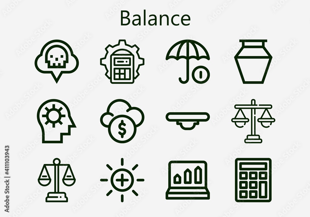 Premium set of balance [S] icons. Simple balance icon pack. Stroke ...