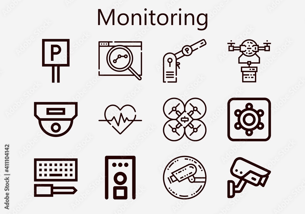 Premium set of monitoring [S] icons. Simple monitoring icon pack ...