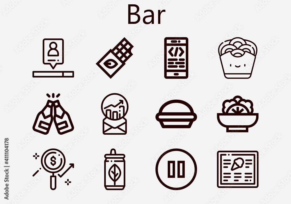 Premium set of bar [S] icons. Simple bar icon pack. Stroke vector ...