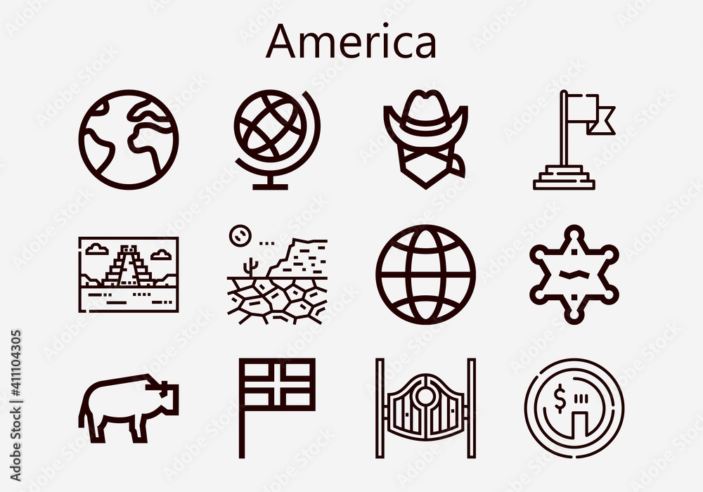 Premium set of america [S] icons. Simple america icon pack. Stroke ...