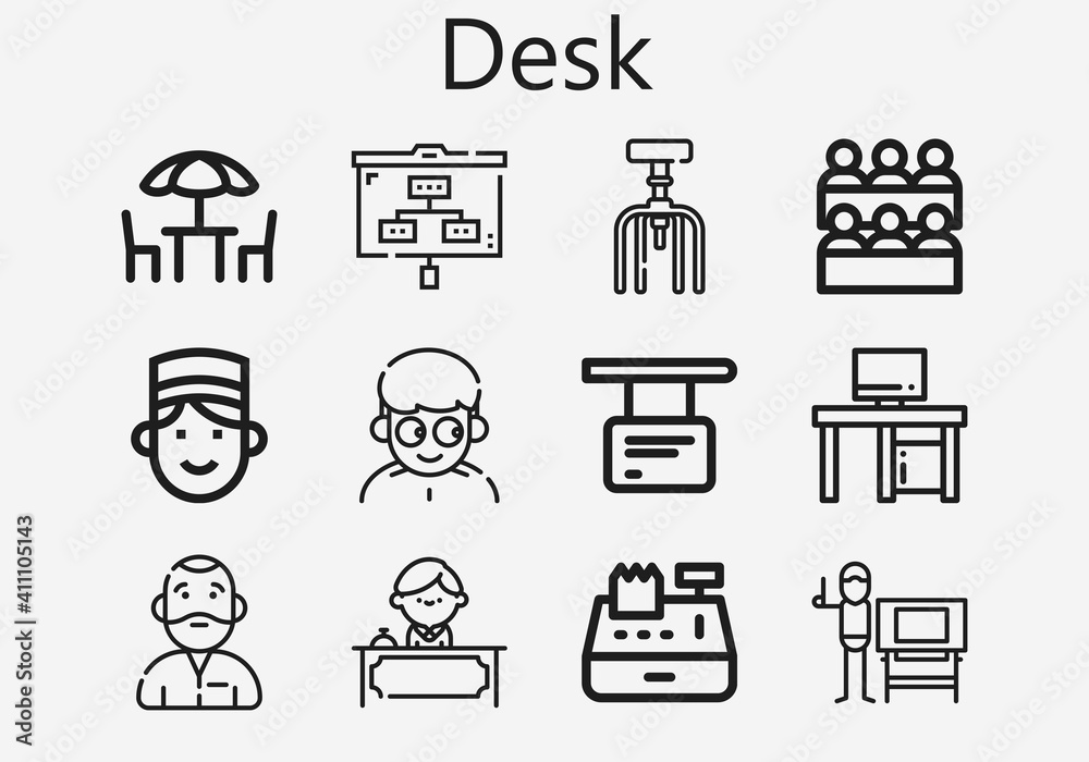 Premium set of desk [S] icons. Simple desk icon pack. Stroke vector ...