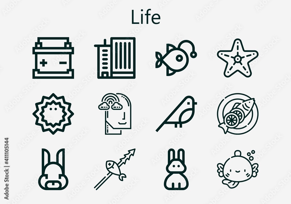 Premium set of life [S] icons. Simple life icon pack. Stroke vector ...