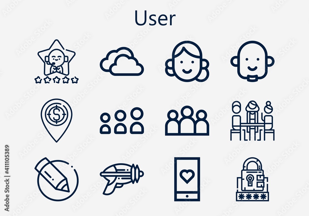 Premium set of user [S] icons. Simple user icon pack. Stroke vector ...